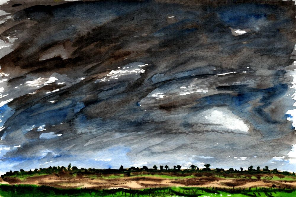 Aquarell: Gewitter (Neu (gemäss Beschreibung)) in Fribourg für CHF 3 – mit Lieferung auf Ricardo ...