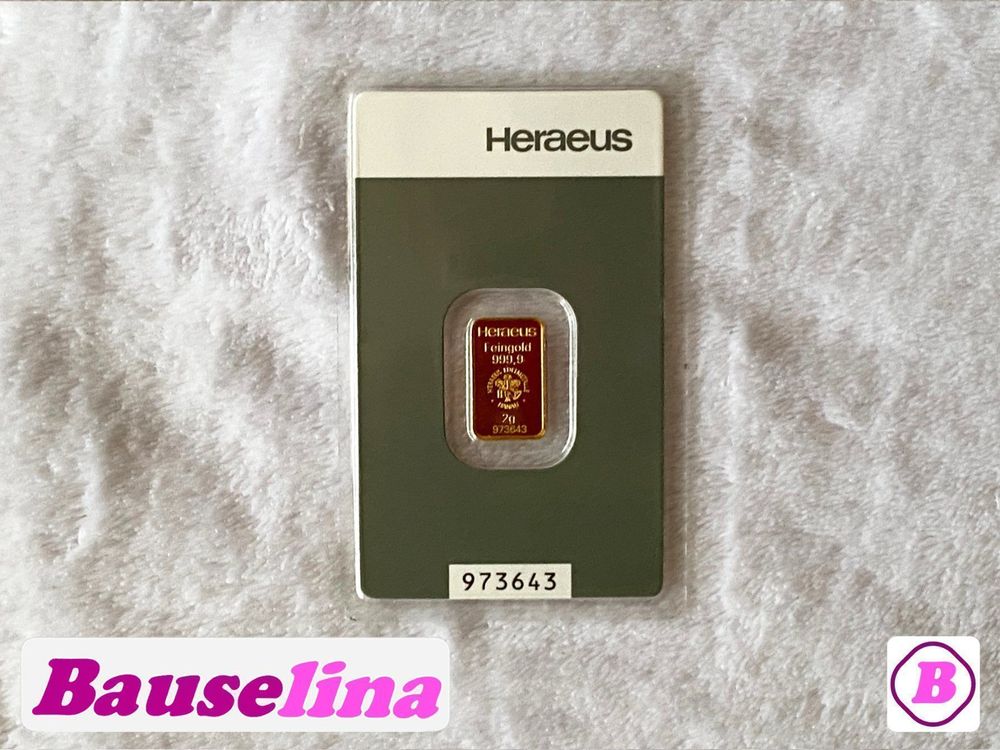 2 g Goldbarren - mit Hologramm - Heraeus - Feingold 999,9 | Kaufen auf Ricardo