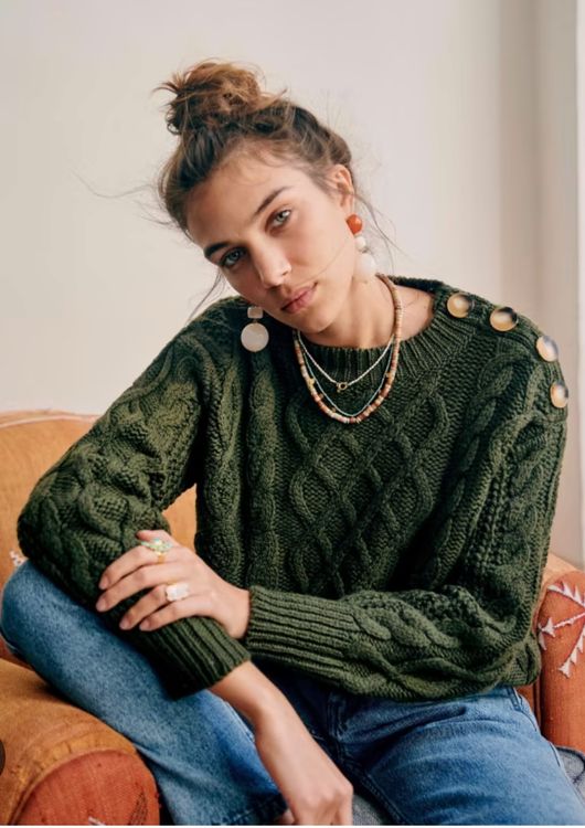Olivgruner Pulli Damen