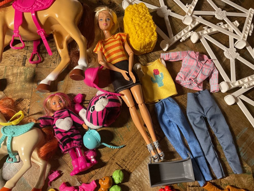 2 Barbies, Pferd & Pony - Reiterin & Chelsea Cutie reveal (Gebraucht ...