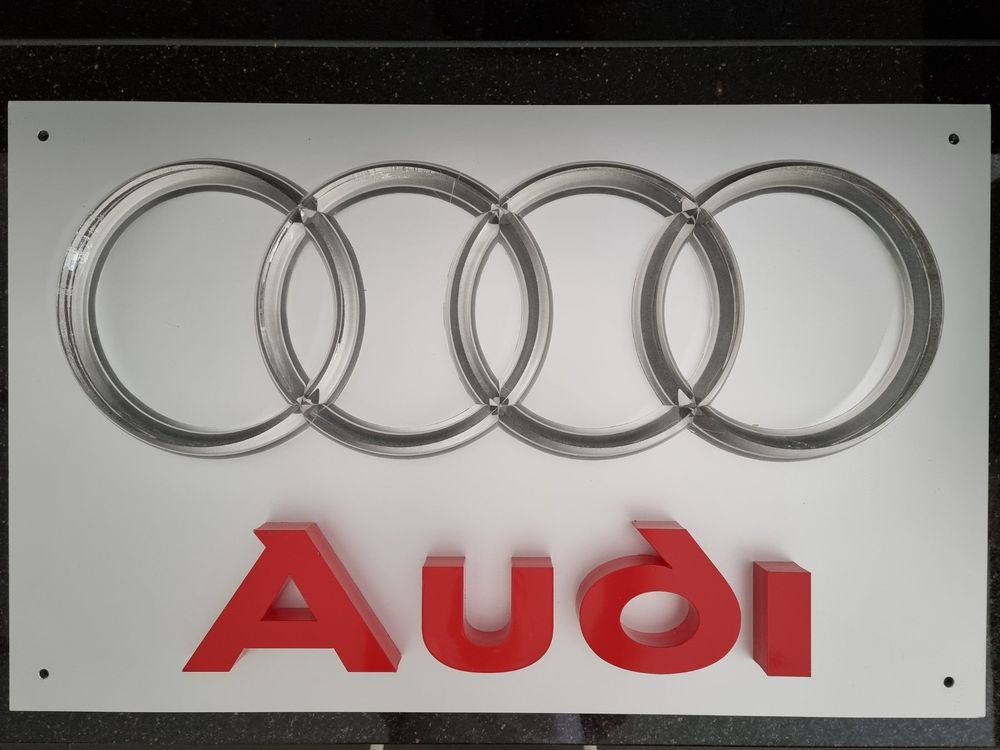 Grosses Audi Schild 80 x 50 cm mit 3D-Schrift und 3D-Ringen (Gebraucht ...