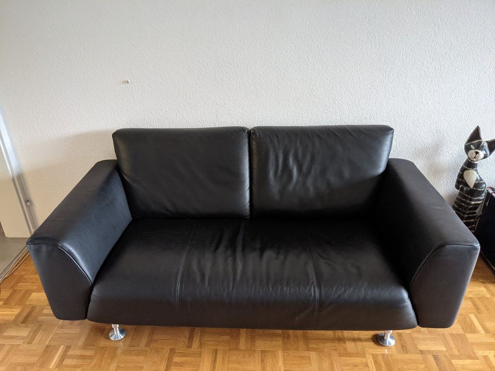 Rolf Benz 2er Ledersofa schwarz | Kaufen auf Ricardo