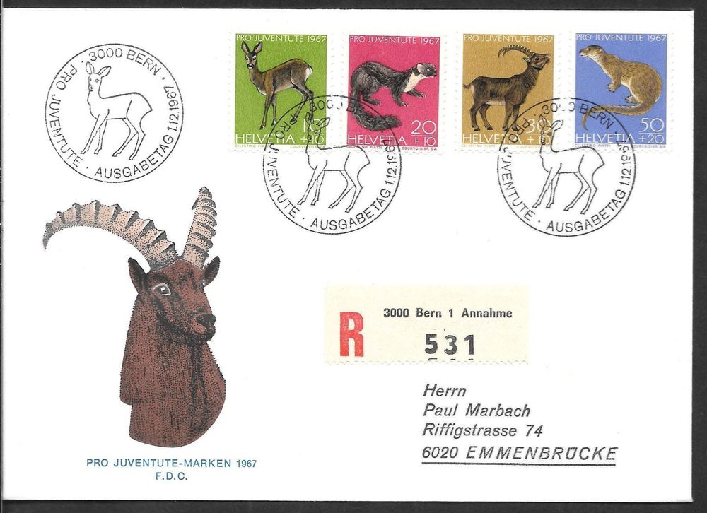 R-FDC Pro Juventute Serie 1967 ET 1.12.1967 schön illustr. (Neu (gemäss Beschreibung)) in Olten ...