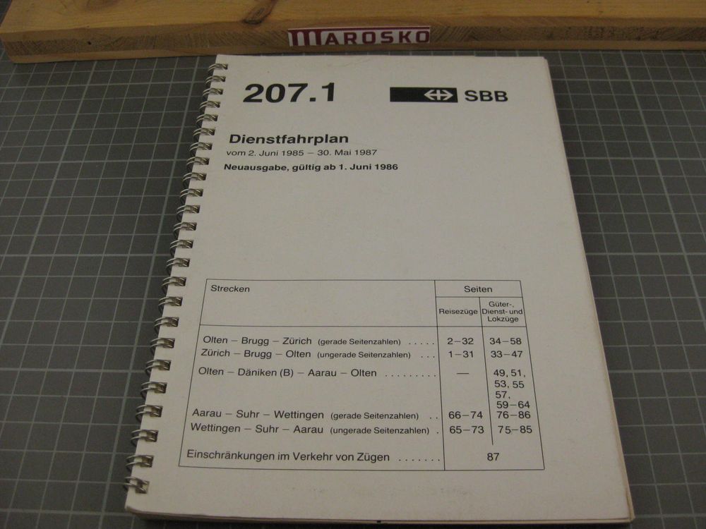 SBB Dienstfahrplan 207.1 , 1985-1987, Format ca A5 | Kaufen auf Ricardo