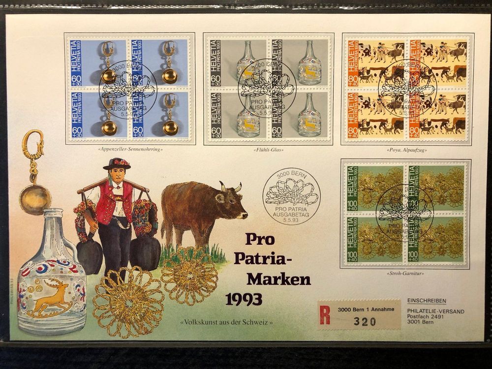 FDC Grossbrief Pro Patria Volkskunst aus der Schweiz 1993 ET | Kaufen auf Ricardo