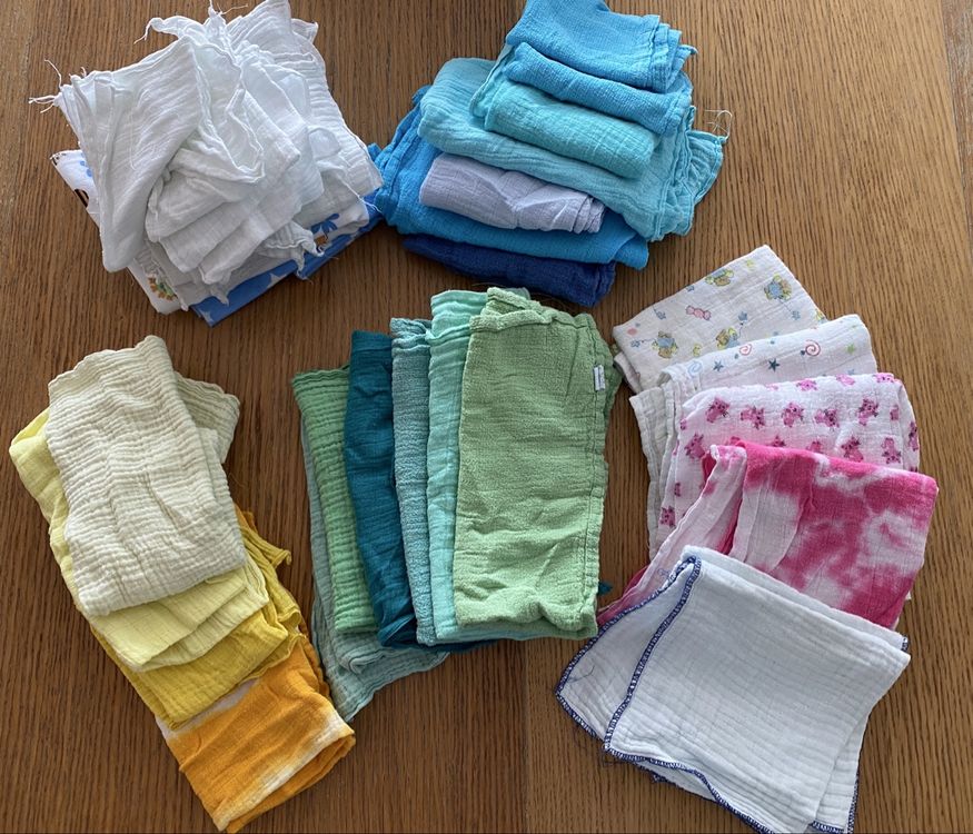 Musselin Tücher Set / Nuscheli verschiedene Farben & Grössen (Gebraucht ...