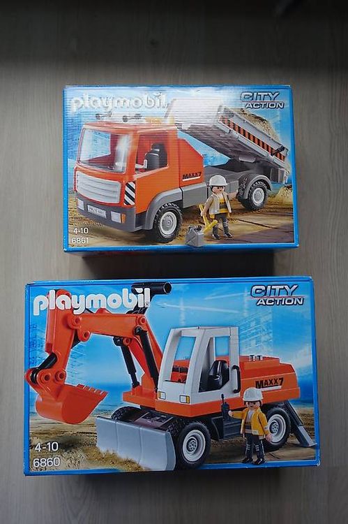 Playmobil 6860 Schaufelbagger + 6861 Baustellen-LKW City Act (Neu ...
