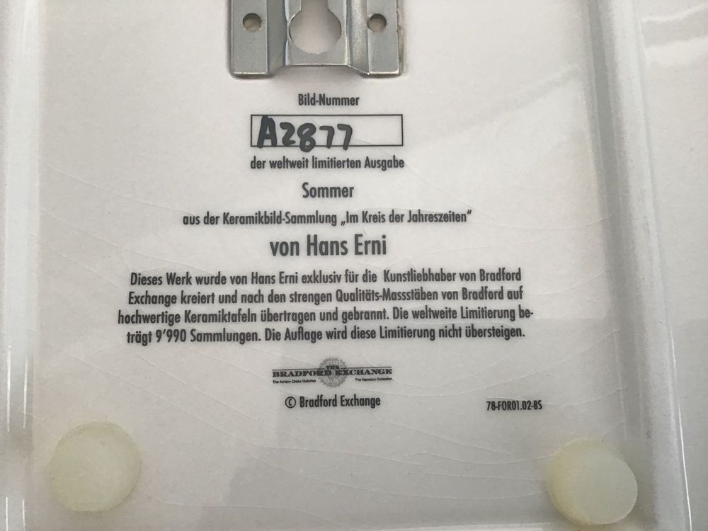 Hans Erni / Keramik- Platte / Sommer / Pferde/ lim. Auflage | Kaufen auf Ricardo