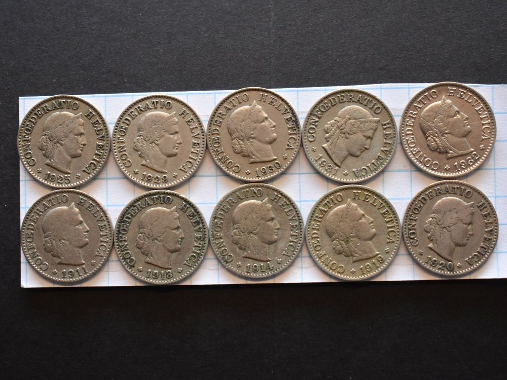 10 alte 5 Rappen Münzen der Schweiz (Gebraucht) in Bettingen für CHF 2 ...