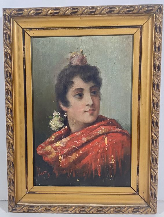 Antike Portrait Gemälde von eine Dame Unleserlich Signiert | Kaufen auf Ricardo