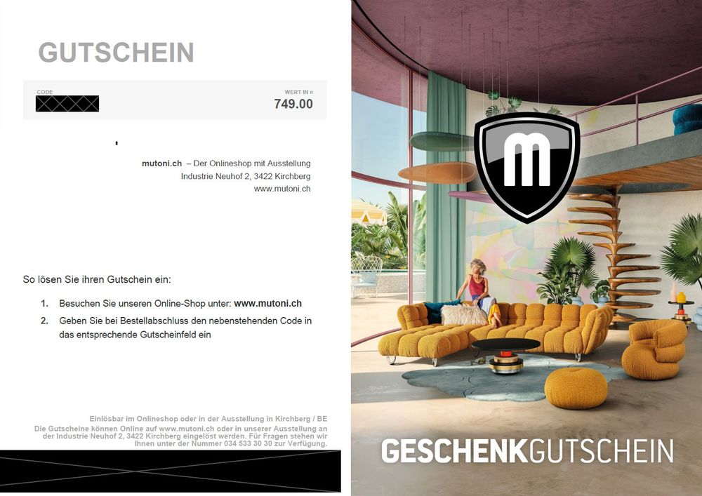 Mutoni Gutschein (mutoni & Ausstellung) / Wert CHF 749 (Neu und ...