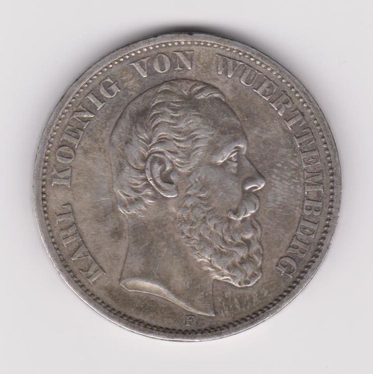 Württemberg 5 Mark 1876 F König Karl (Gebraucht) in WilSG für CHF 55 – mit Lieferung auf Ricardo ...