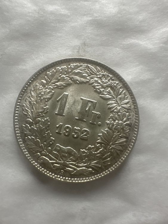 Silbermünze 1 Franken Helvetia 1952 Schweiz Swiss Franc (Gebraucht) in Bern für CHF 4 – mit ...