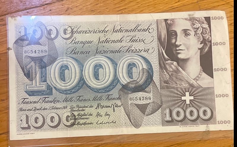 Seltene 1000 Franken Note, Serie 1955! | Kaufen auf Ricardo