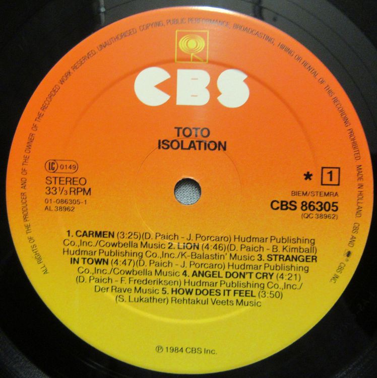LP - Toto - Isolation - ab CHF 5.00 (Gebraucht) in Auenstein für CHF 5 ...