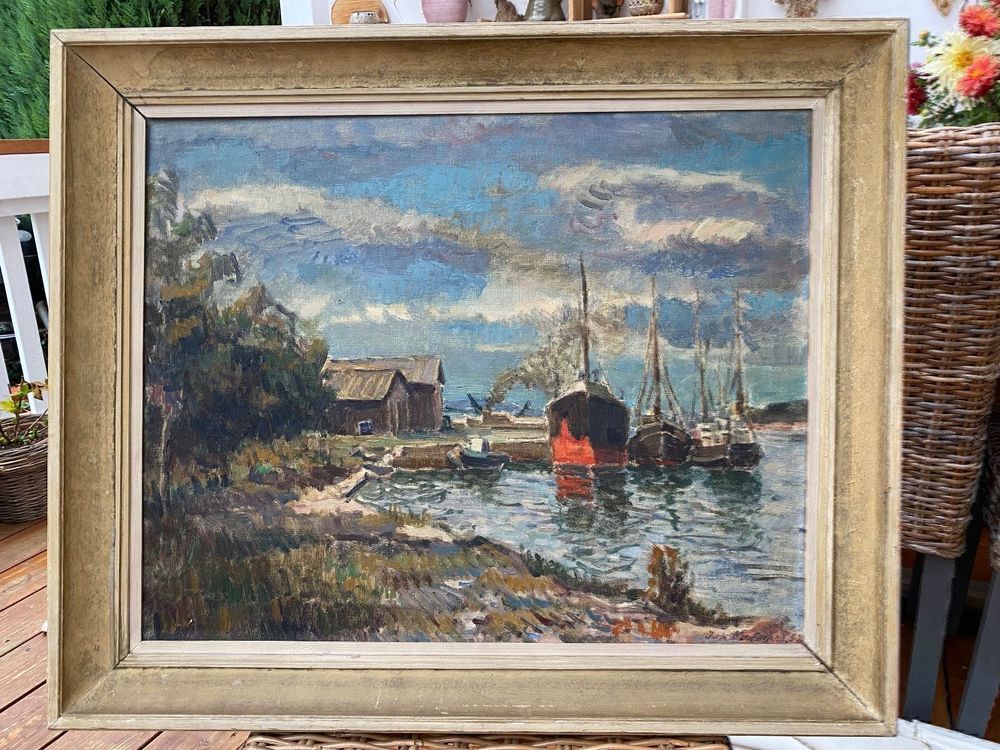 Ölbild Schiffe in der Bucht J. Kaufmann (Gebraucht) in Rünenberg für CHF 250 – mit Lieferung auf ...