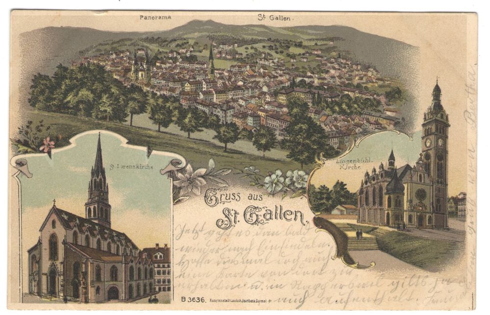Lithokarte 'Gruss aus St. Gallen' | Kaufen auf Ricardo