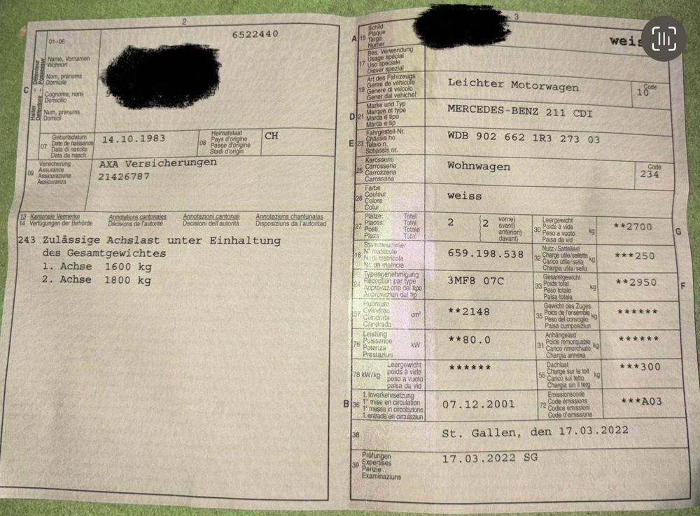 Camper aus Platzgründen zu verkaufen (Mercedes Sprinter 211) (Gebraucht ...