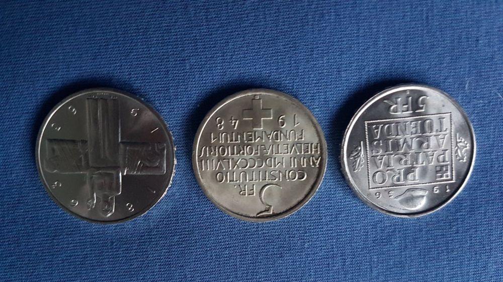 3x5 Fr Silber Gedenkmünzen 1936-1948-1963 ab nur 1 Fr !!! (Gebraucht) in Camignolo für CHF 28 ...