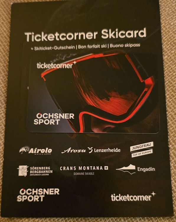 Ticketcorner Skicard Gutschein Ochsner Sport (Neu und originalverpackt ...