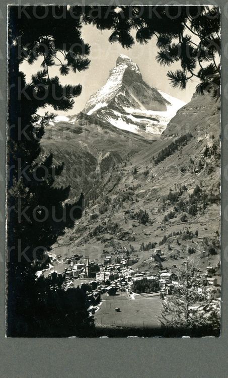 AK sw Zermatt VS mit Matterhorn , © Gyger ≈ 1940 (Gebraucht) in Basel für CHF 2.8 – mit ...