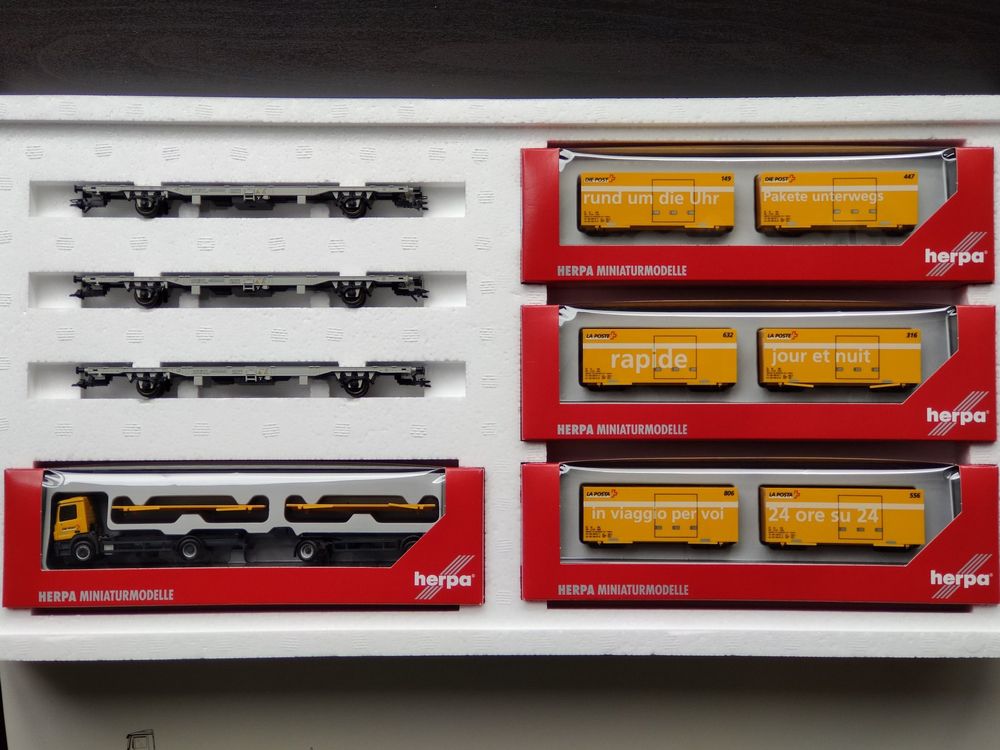 Märklin Herpa 151092/47706 Postcontainer Wagen Set SBB (Neu (gemäss Beschreibung)) in Locarno ...