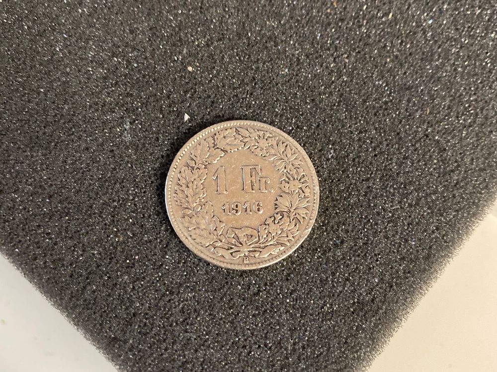 Pièce rare 1 Franc Suisse en argent 1916 Helvetia (Gebraucht) in Le Brassus für CHF 5 – mit ...
