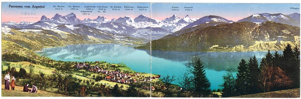 Panorama vom AEGERIRAL im Sommer mit Leuten ca. 1915 ZUG | Kaufen auf Ricardo