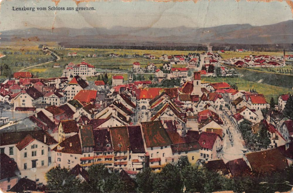 Gruss aus LENZBURG - uralte, colorierte Postkarte (Gebraucht) in Winterthur für CHF 2.5 – mit ...