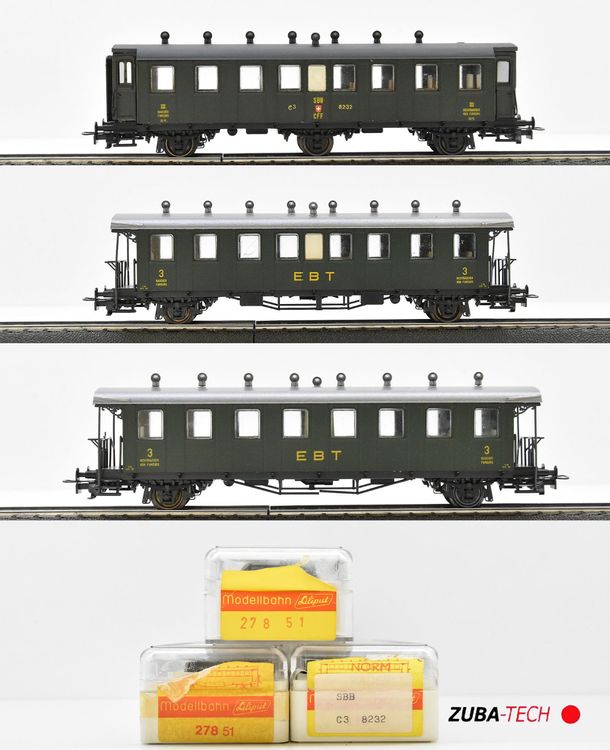 Liliput 3x Oldtimer-Personenwagen EBT/SBB H0 GS mit OVP | Acheter sur Ricardo