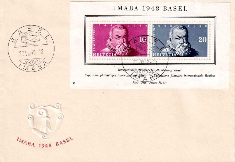 1948, IMABA-Block Nr. W31 auf offiz. Brief ohne Adresse. (Gebraucht) in Aesch BL für CHF 35 ...