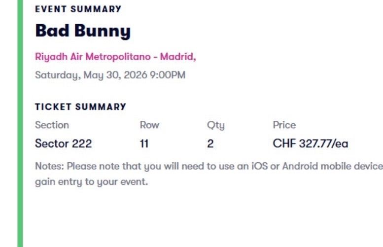 2x Tickets Bad Bunny DTMF Tour Madrid, 30.05.2026 (Neu und ...