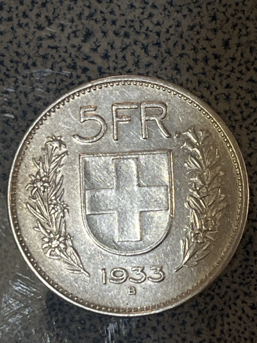 5 francs argent 1933 B (D'occasion) à Prangins pour CHF 20 – avec ...