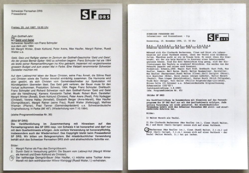 Fotos / 4 Fotoabzüge: ZARLI CARIGIET + RUEDI WALTER, 1994/97 (Gebraucht ...