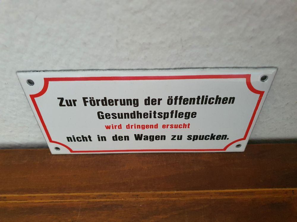 Emailschild Verboten spucken Bahn Zug Tram Emaille Schild | Kaufen auf Ricardo
