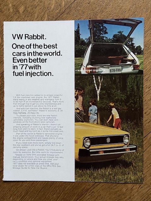 VOLKSWAGEN RABBIT Prospekt USA 1976 1977 brochure - VW GOLF (Gebraucht ...