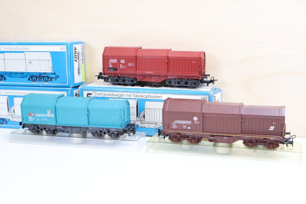 Märklin 3 x Teleskop-Haubenwagen 4693/4720/4687 - NP: 135.- (Gebraucht ...