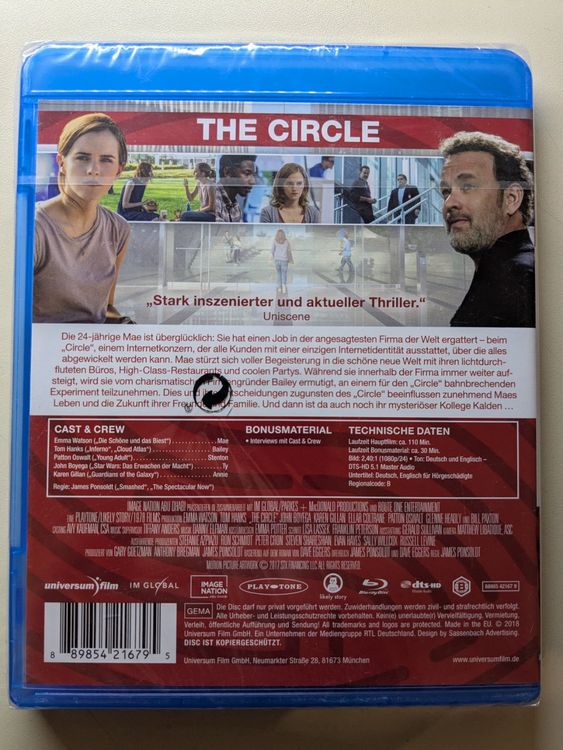 "The Circle" mit Emma Watson & Tom Hanks [Blu-ray/neu & OVP] (Neu und ...