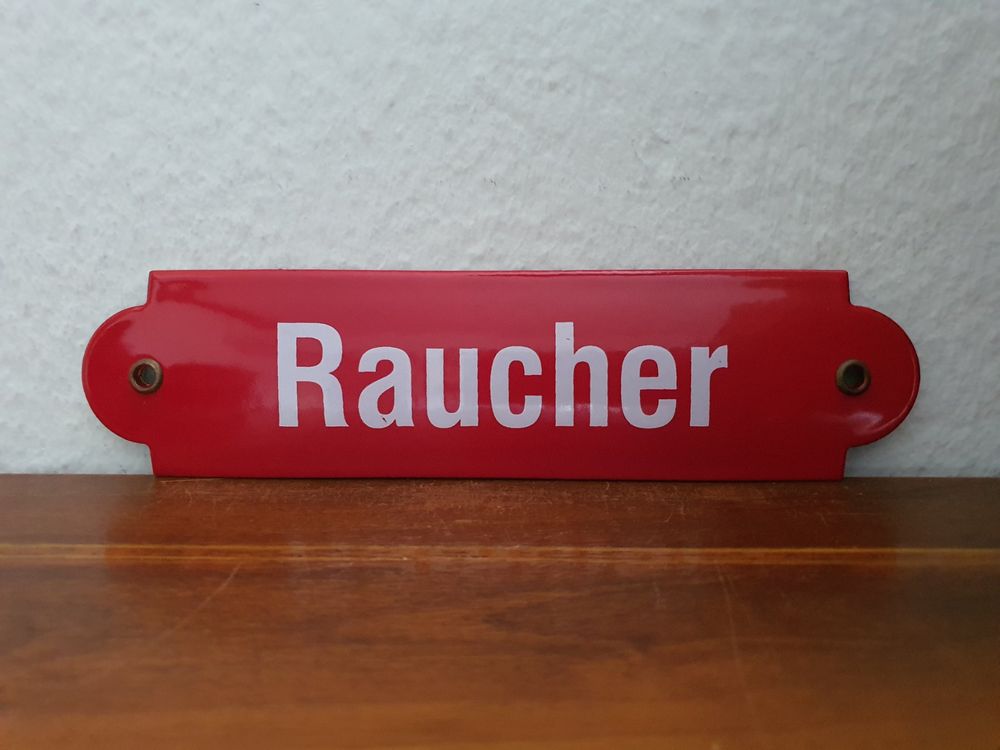 Emailschild Raucher Bahn Zug Tram Emaille Schild Vorsicht (Neu (gemäss Beschreibung)) in ...