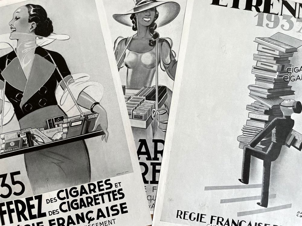 Régie FranCaises Cigarettes - 3 alte Werbungen 1934/38 (Gebraucht) in ...