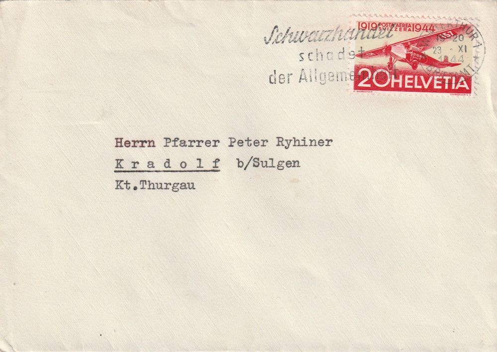 Flugpost Brief-Winterthur-Kradolf-1944 (Gebraucht) in uttwil für CHF 5 ...