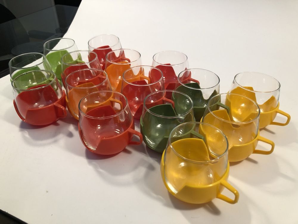 15 Retro Teegläser 70er rot orange gelb grün aus Holland (Gebraucht) in ...
