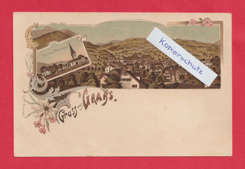 Gruss aus Grabs (SG) Werdenberg Rheintal Farb-Litho | Acheter sur Ricardo