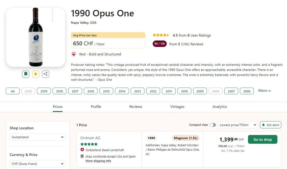 Opus One 1990 Baron Philippe de Rothschild - Robert Mondavi | Kaufen auf Ricardo