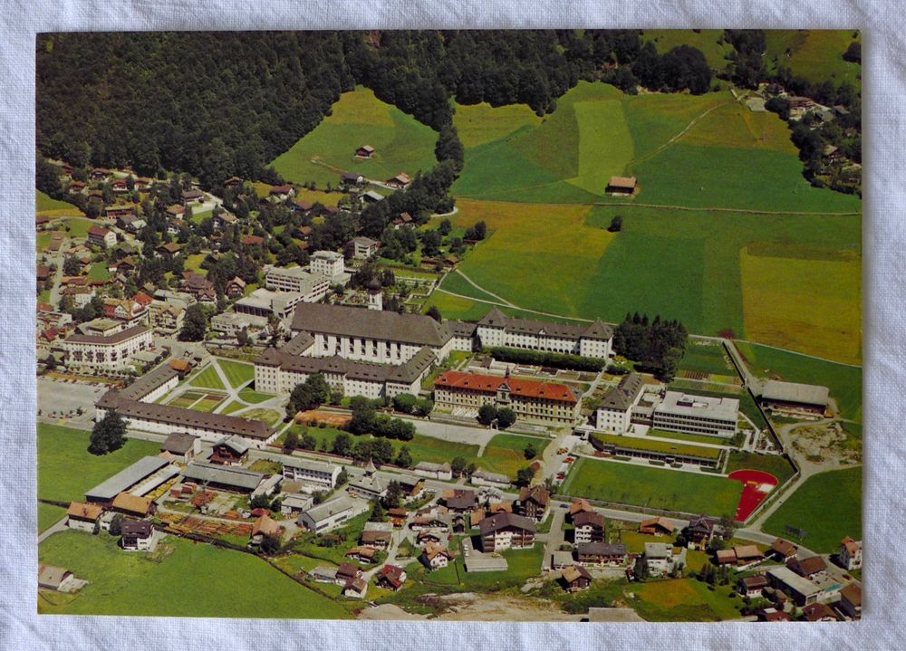 AK ENGELBERG OW, Kloster und Umgebung, Flugaufnahme (Gebraucht) in Wallisellen für CHF 4 – mit ...