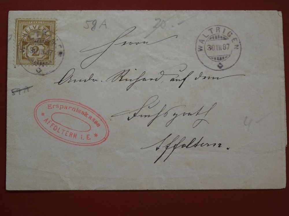 30.III.87 WALTRIGEN NACH AFFOLTERN KLEINBRIEFLEIN 2Rp ZIFFER | Kaufen ...