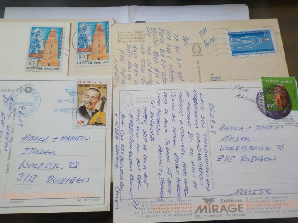 Afrika, Tunesien, 5 Karten mit Marken (Gebraucht) in Muri b. Bern für CHF 2 – mit Lieferung auf ...