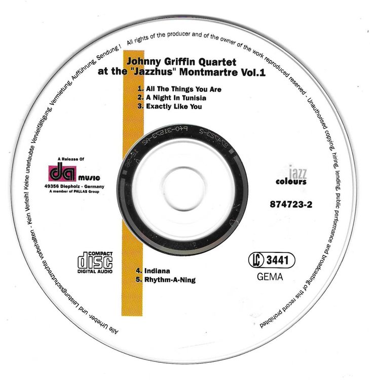 THE JOHNNY GRIFFIN QUARTET - LIVE AT THE JAZZHUS MONTMARTRE (Usato) a ...