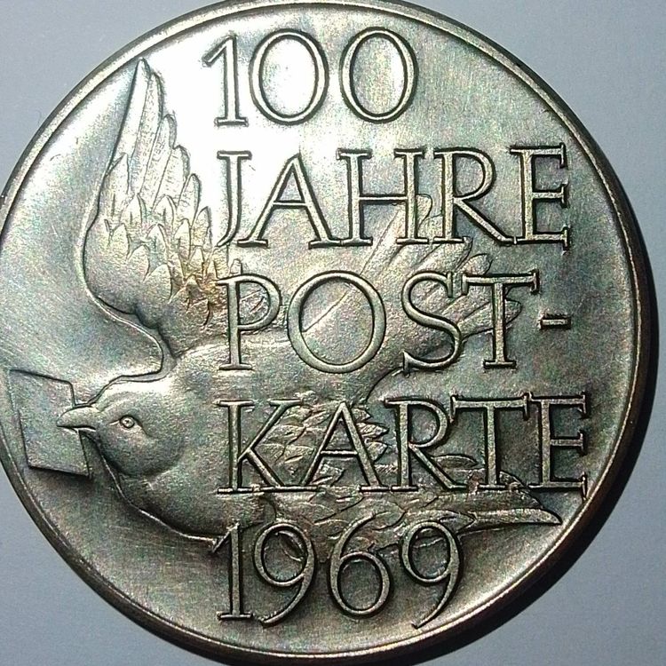 Schweizer Gedenkmünze 1969 - 100 Jahre Postkarte Top! (Gebraucht) in ...