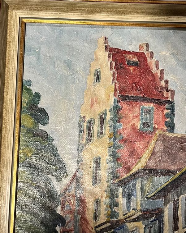 Dorf Ansicht Gemälde Signiert | Kaufen auf Ricardo